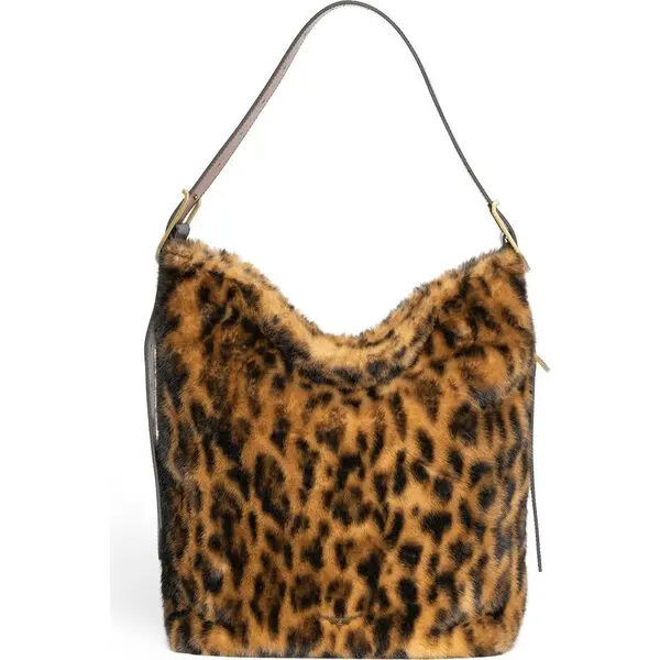 Zadig&Voltaire Jane X-large Leo Faux Fur Hobo Bag - Cognac