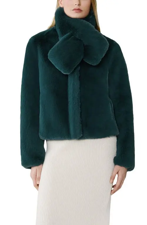 Soia & Kyo Kendell Faux Fur Jacket With Scarf