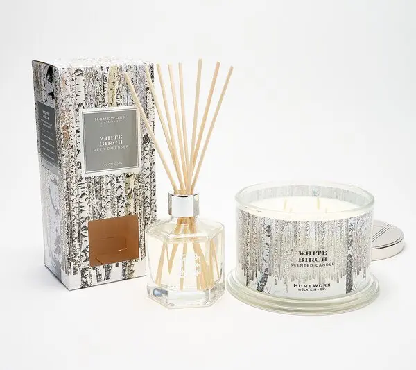 HOMEWORX BY SLATKIN + CO. As Is 18-oz. Candle & Reeds White