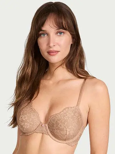 Victoria's Secret Dream Angels Lace Lightly Lined Full-coverage Bra - Beige