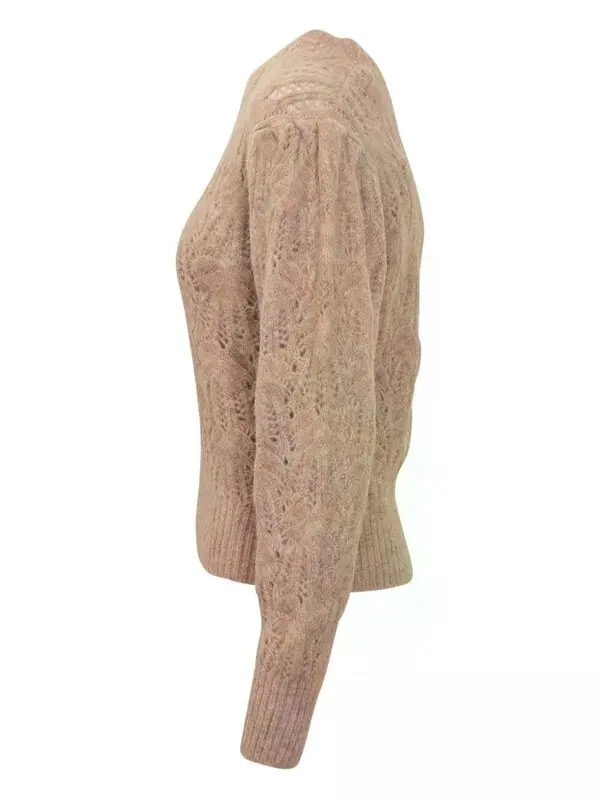 MARANT ETOILE Puff-sleeve Open-knit Sweater - Neutrals