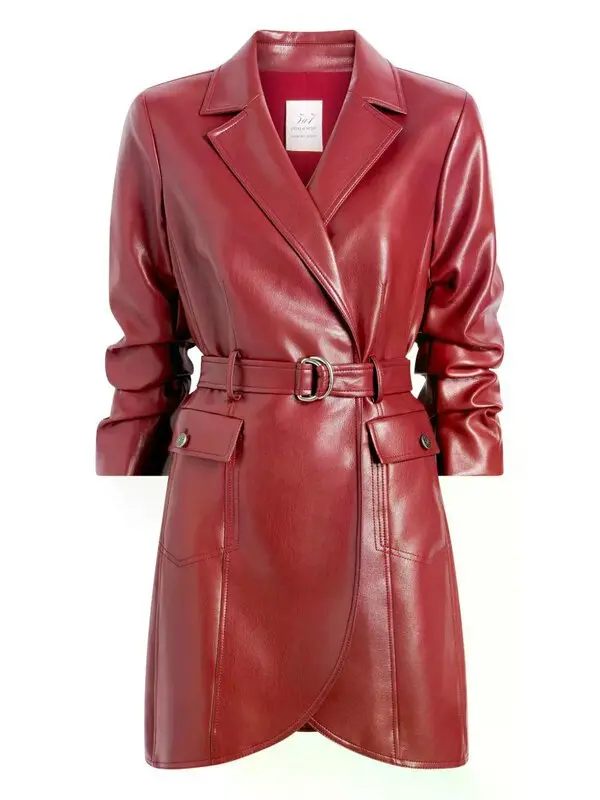 Cinq À Sept Belted Faux Leather Dress