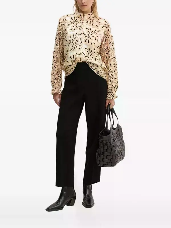 BRUUNS BAZAAR Floral-embroidered Ruffled Blouse
