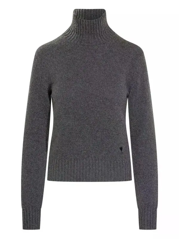 Ami Heart-embroidered Turtleneck Sweater