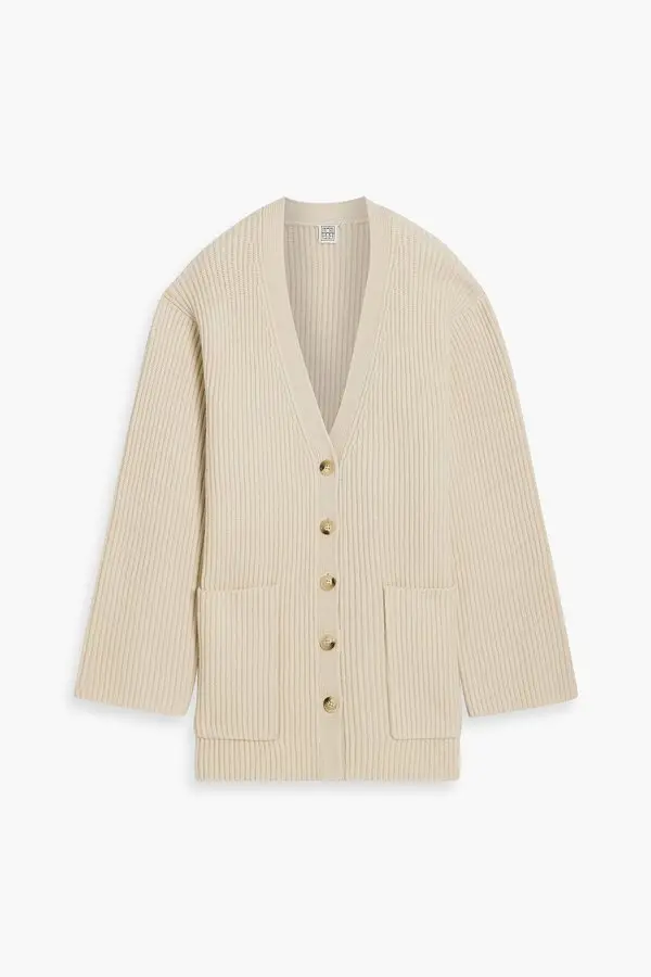 TOTÊME Ribbed Wool Cardigan - Beige