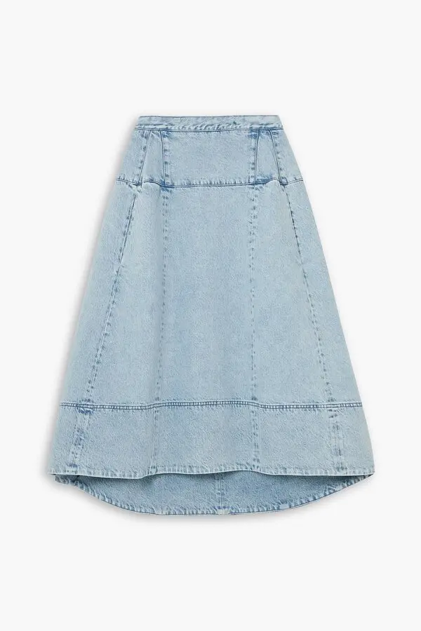 Tibi Paneled Denim Midi Skirt
