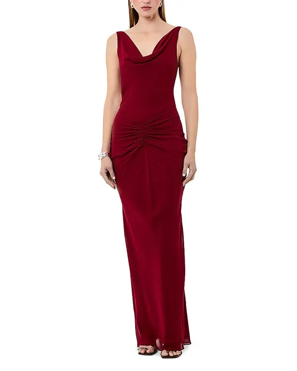 NICHOLAS Calia Sleeveless Deep Cowl Neck Maxi Dress - Plum