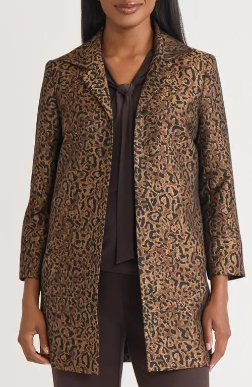 KASPER Leopard Jacquard Swing Jacket