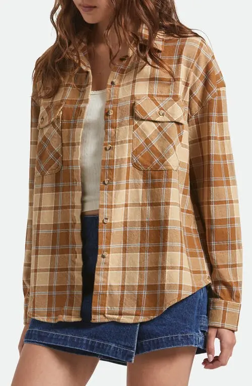 Brixton Bowery Plaid Cotton Twill Overshirt - Washed Copper