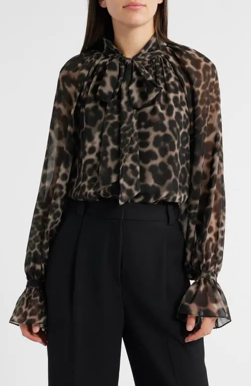 Kobi Halperin Davi Printed Tie Neck Top - Sable Multi