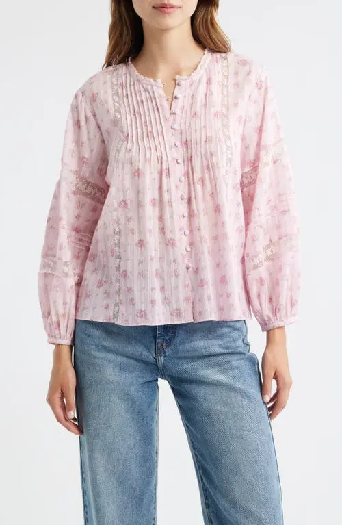 LoveShackFancy Lita Floral Long Sleeve Button-up Top