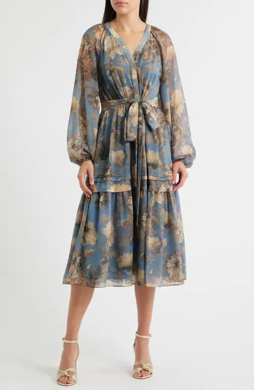 Kobi Halperin Belle Long Sleeve Midi Dress - Skyline Multi