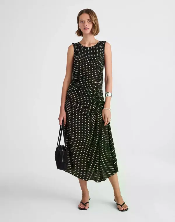 Madewell Asymmetrical Ruched Midi Dress