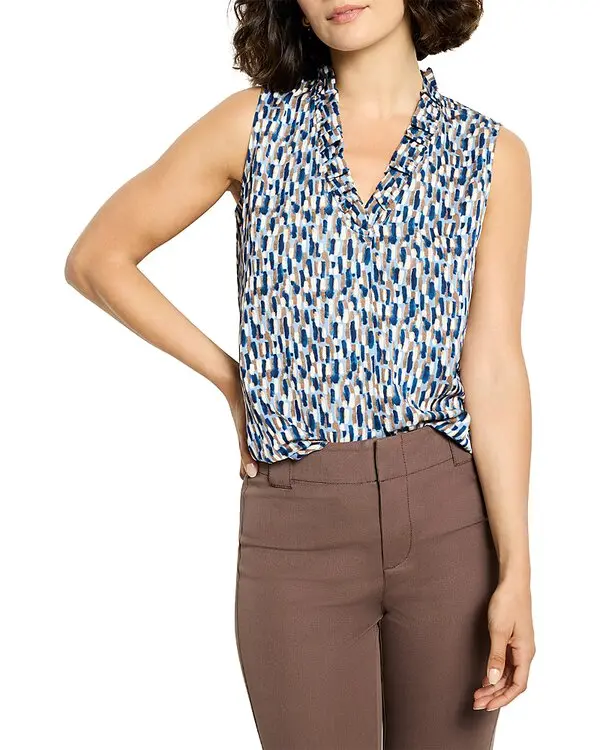 NIC+ZOE Brushstrokes Ruffle Neck Top
