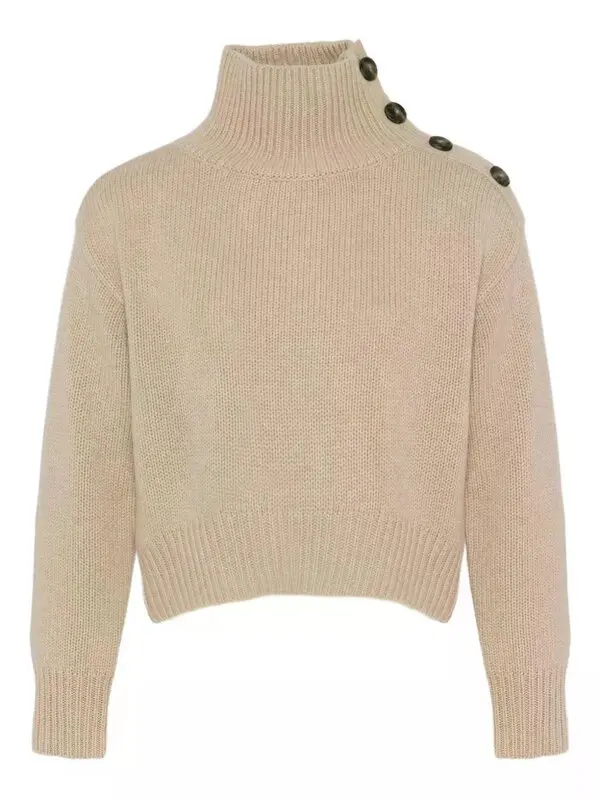 YVES SALOMON High-neck Buttoned Sweater - Neutrals