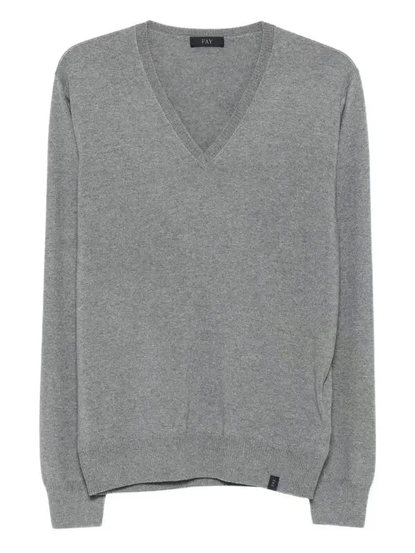 FAY V-neck Wool Sweater - Grey