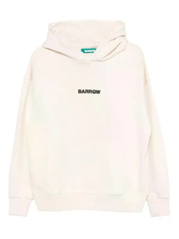 BARROW Cotton Hoodie With Teddy Bear Print - Neutrals