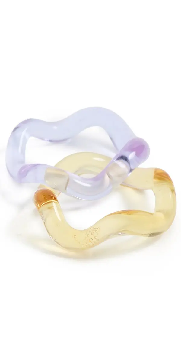 STUDIO CONCHITA La Onda Rings Set - Yellow/lilac