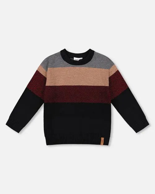 DEUX PAR DEUX Color Block Knit Sweater