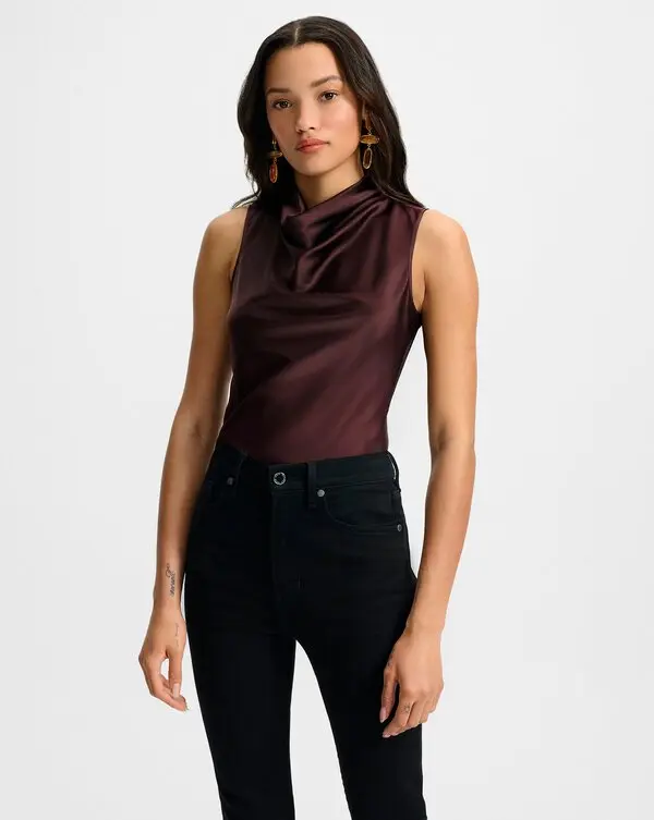 Veronica Beard Tam Silk Sleeveless Top - Dark Currant