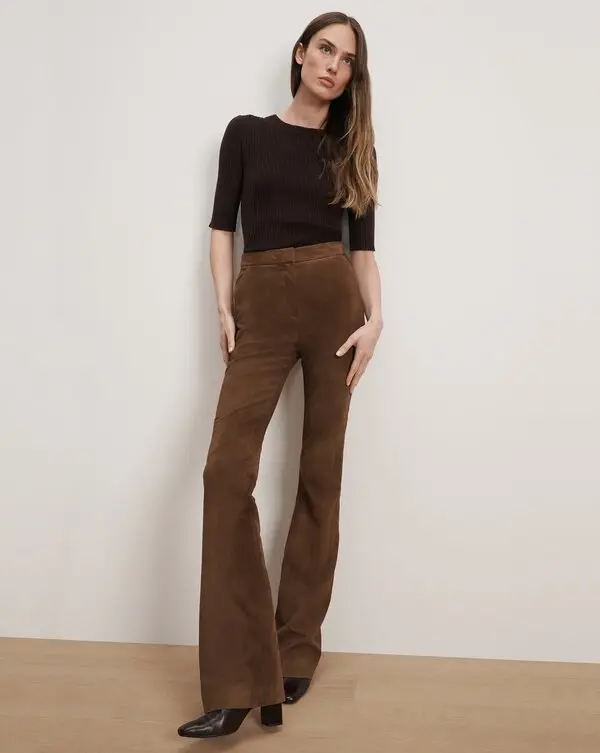 Veronica Beard Gracie Suede Flare Pant