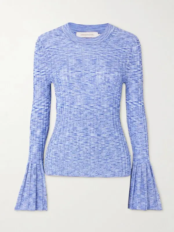 Zimmermann Mouline Ribbed-knit Sweater - Blue