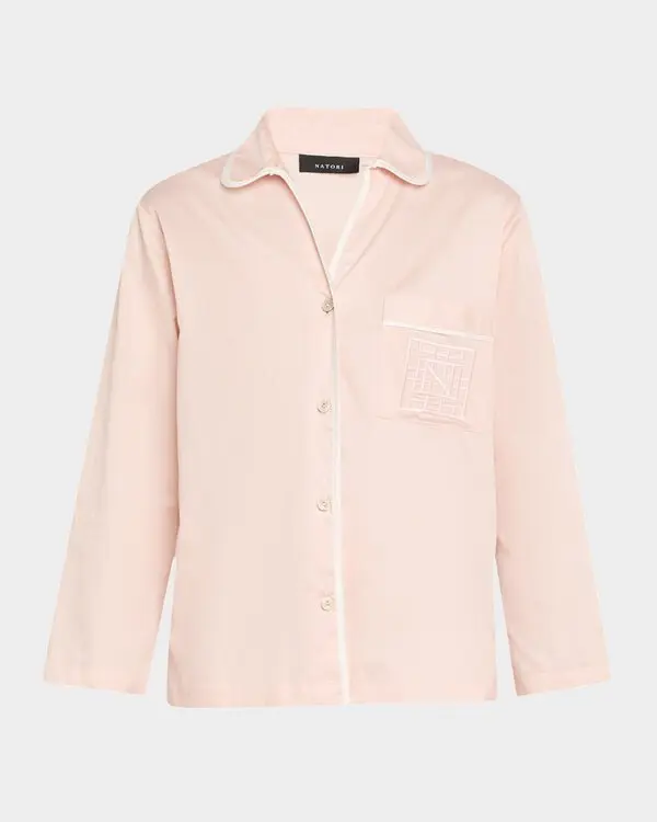Natori Embroidered Cotton Sateen Short Pajama Set - Bls