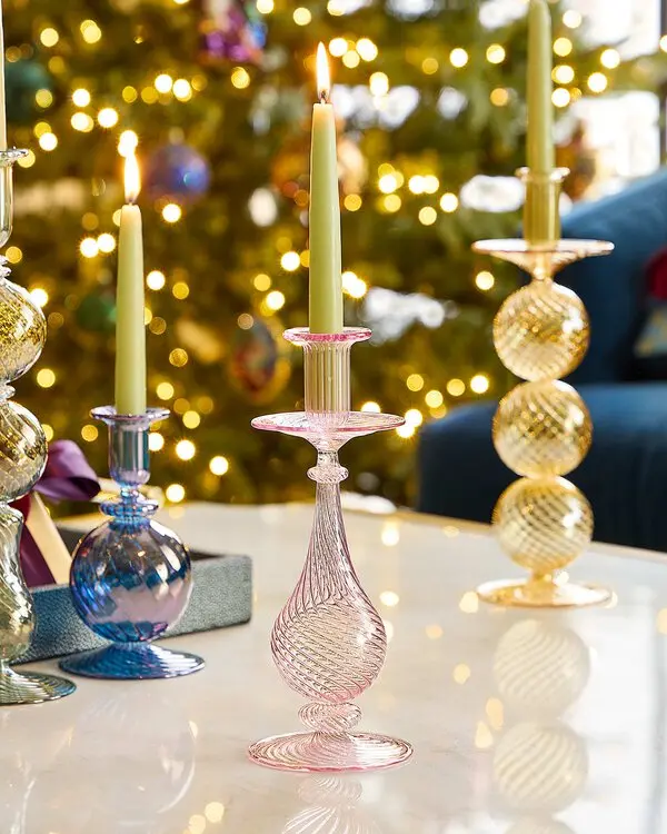 Neiman Marcus 9.6" Pink Candle Holder