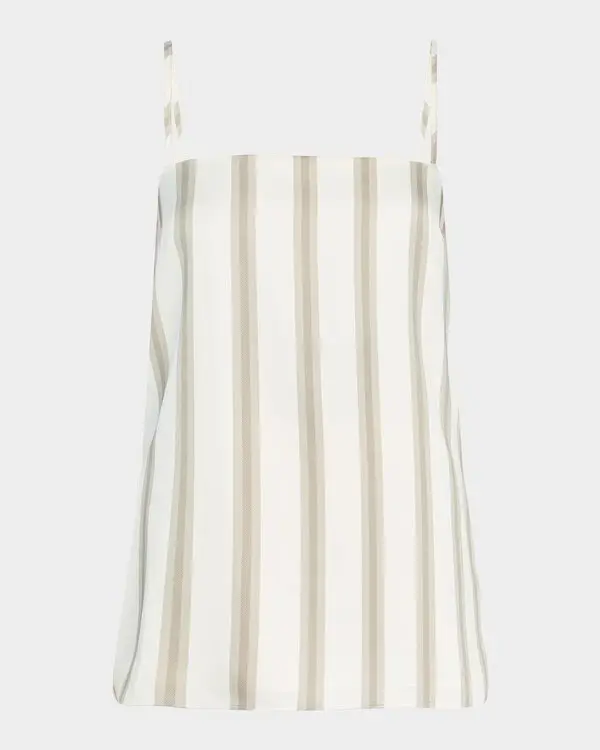 SER.O.YA Fable Striped Satin Top - Sand Eggshell