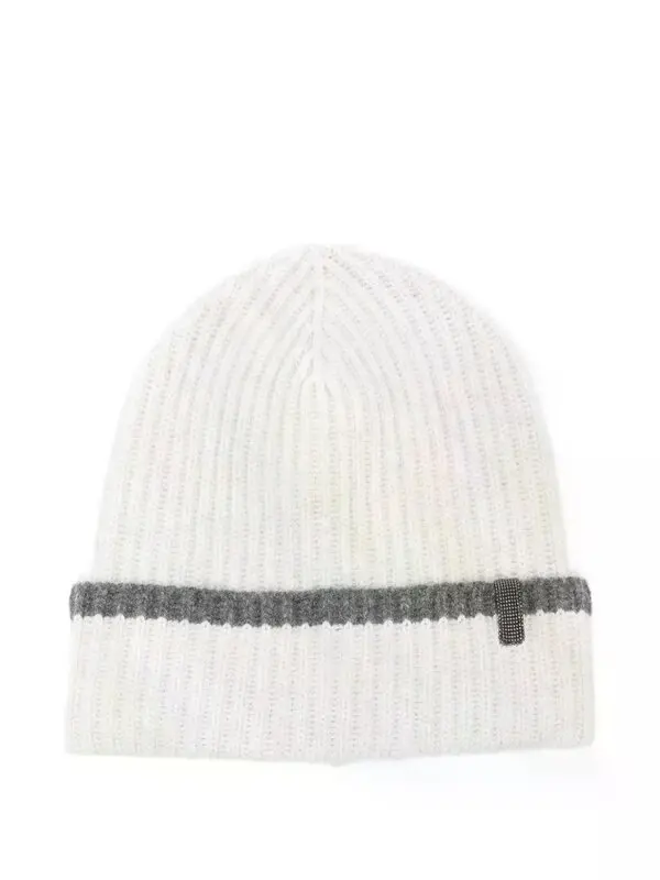 Brunello Cucinelli Ribbed Cashmere Beanie - Grey