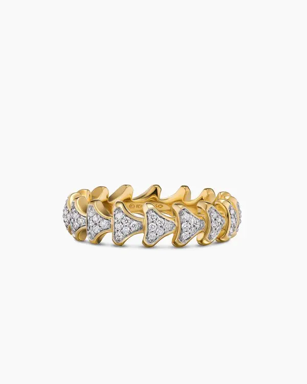 David Yurman Armory Band Ring In 18k Yellow Gold - Diamond