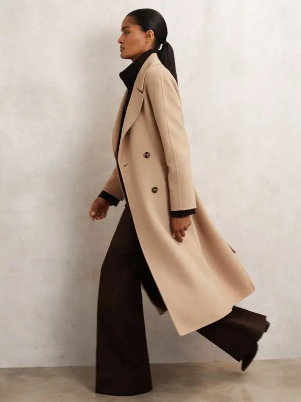 REISS Rene Petite Double-breasted Blindseam Wool-blend Coat - Neutral