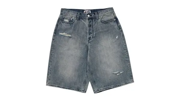 BAPE Relaxed Fit Denim Shorts - Light Indigo