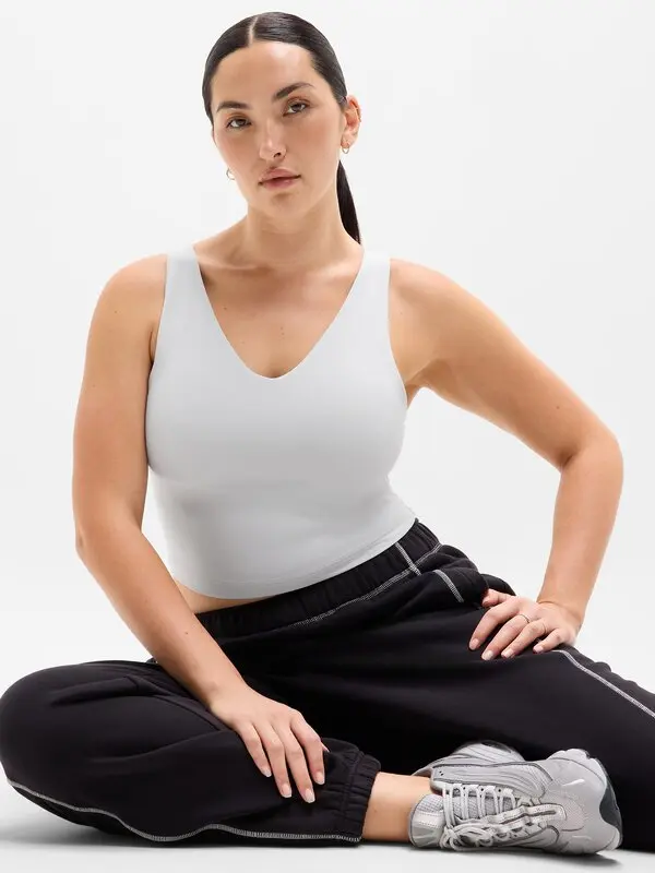 Athleta Transcend V-neck Crop Sports Bra D-dd - Quartz