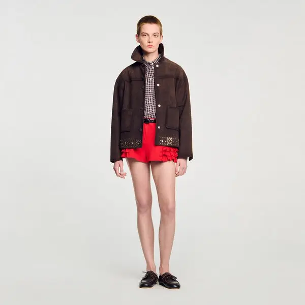 Sandro Studded Suede Jacket