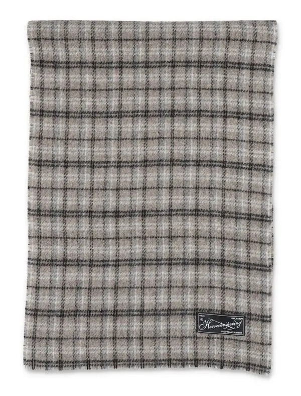 MFPEN Checked Wool Fringed Scarf - Brown Double Face Check