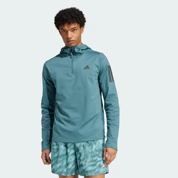 Adidas Own The Run Winterized Hooded Half-zip - Preloved Teal