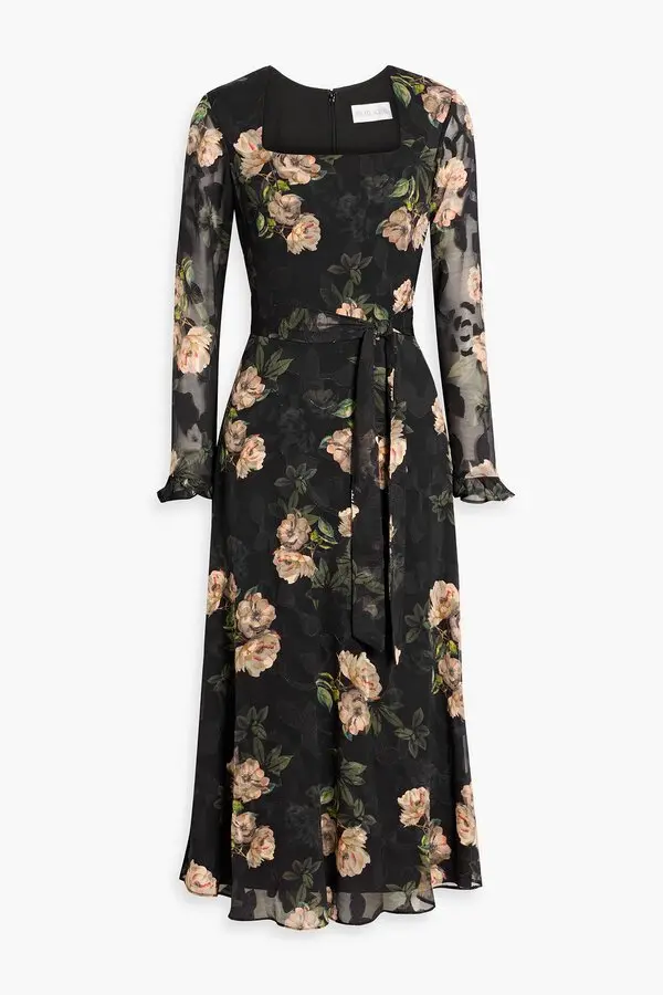 MIKAEL AGHAL Floral-print Fil Coupé Chiffon Midi Dress