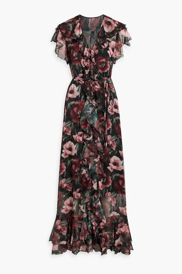 MIKAEL AGHAL Ruffled Floral-print Georgette Maxi Dress