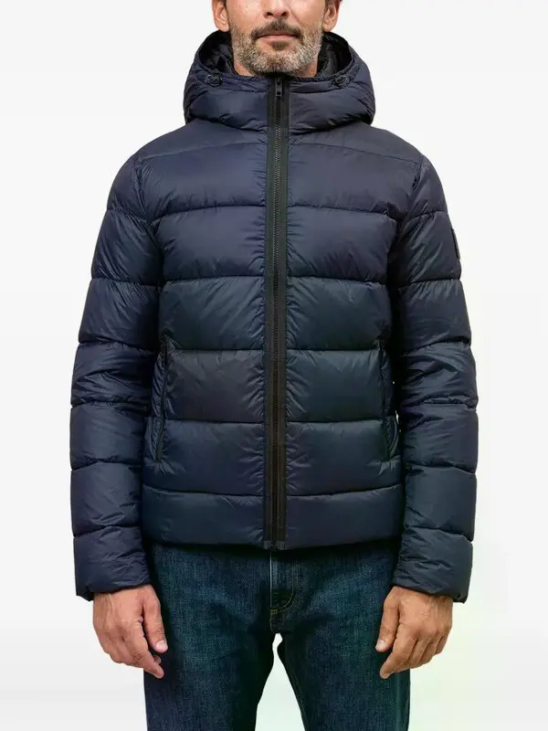 FAY Quilted Hooded Coat - Blue