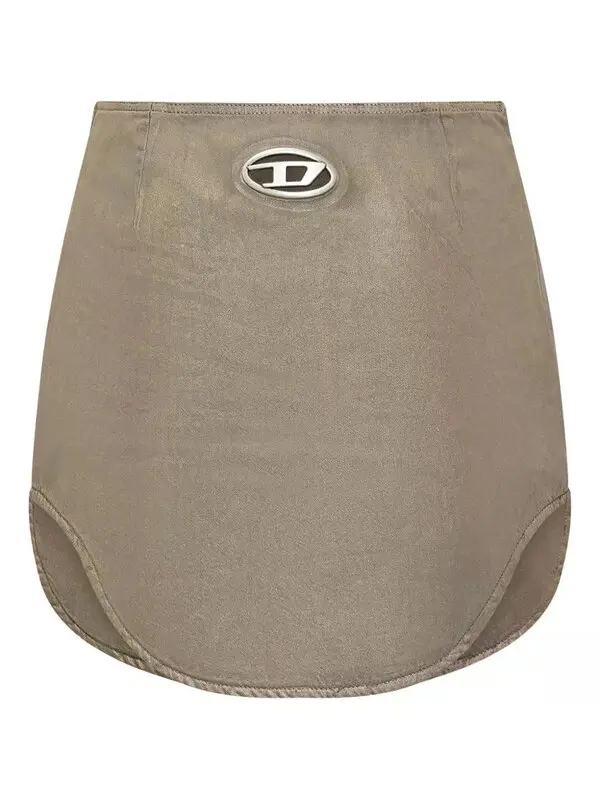 Diesel Asymmetric Skirt With Logo Plaque - Neutrals