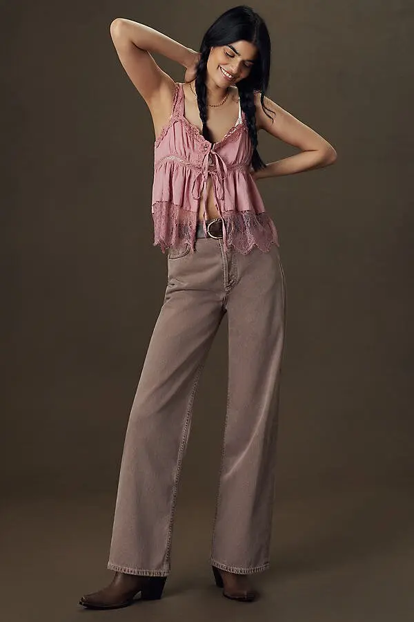 AGOLDE Ren High-rise Wide-leg Jeans - Copper