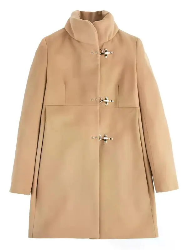 FAY High-neck Toggle-fastening Coat - Neutrals