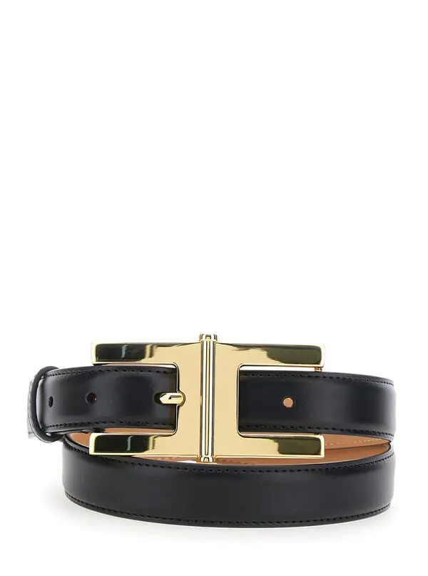 Elisabetta Franchi Ecoleather Belt With Logo Buckle