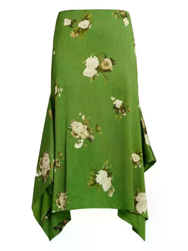 Erdem Floral-print Asymmetric Skirt - Green