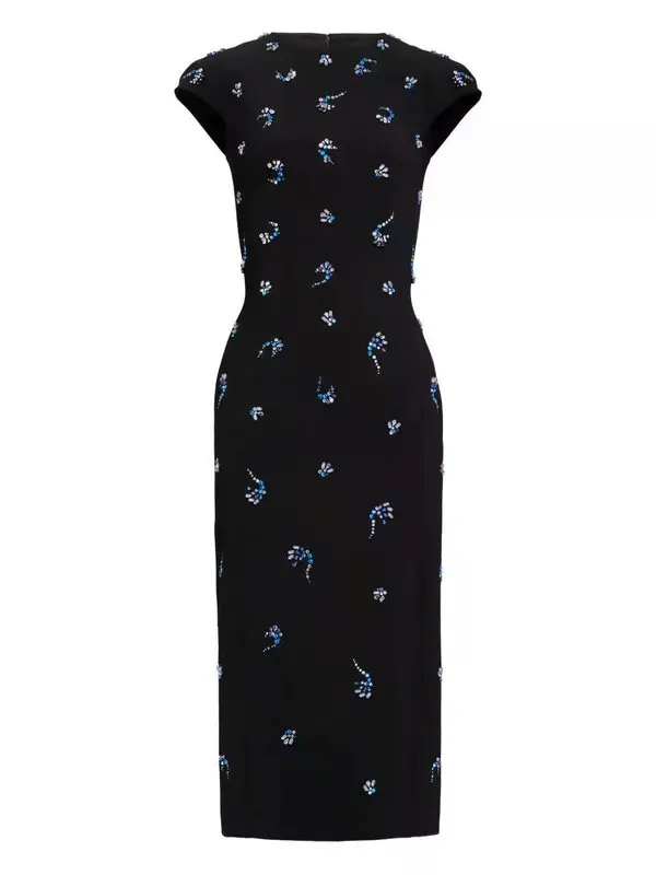 Jenny Packham Embellished Cap-sleeve Midi Dress