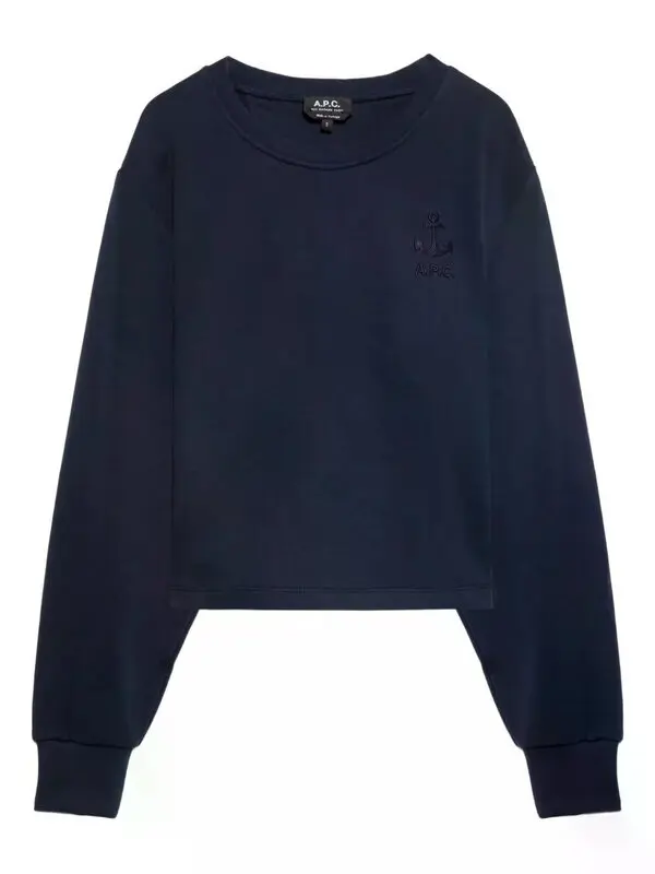 A.p.c. Anchor-embroidered Cropped Sweatshirt - Blue