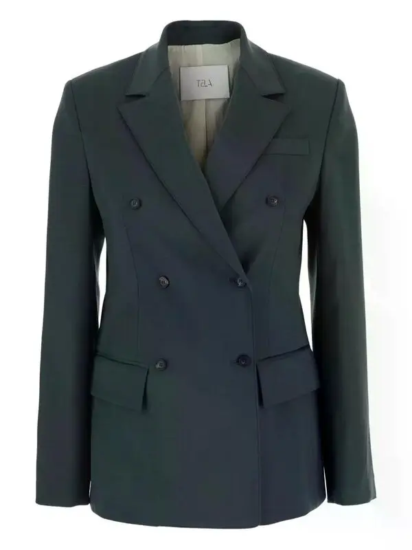 TELA Double-breasted Peak-lapel Blazer - Grey