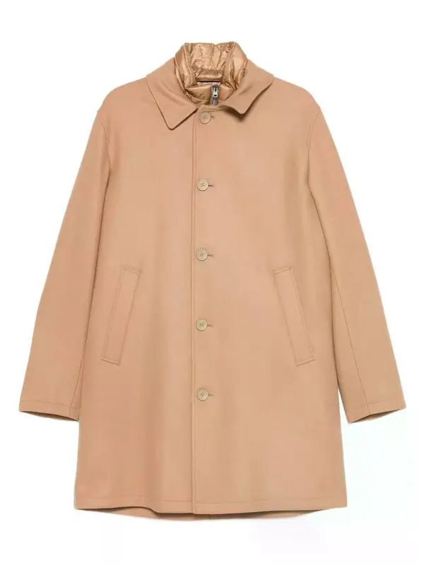 Herno Button-fastening Wool-blend Coat - Brown