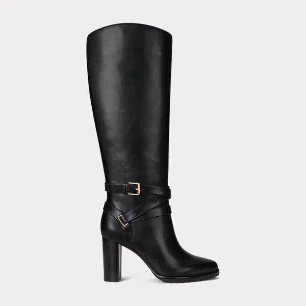 Ralph Lauren Collins Burnished Leather Tall Boot - Black